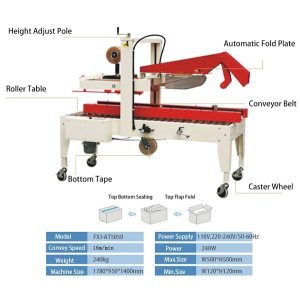 Máy dán thùng carton tự động gập nắp TP-MDT AT01 khổ thùng 50x50cm